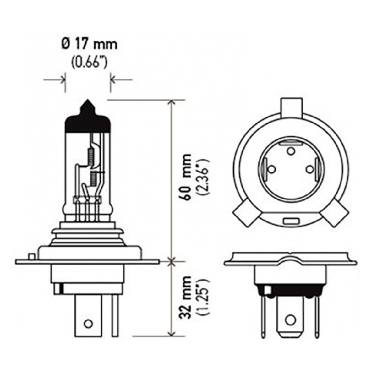 Lâmpada Halógena H5 24V 75/70W P45T FAROL - Via Peças